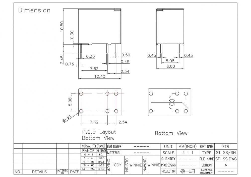 ECE ETR ST relay technical drawing