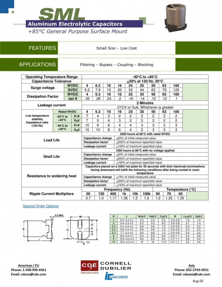 226SML050M datasheet page 1
