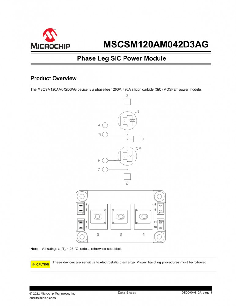 MSCSM120AM042D3AG technical document page 1