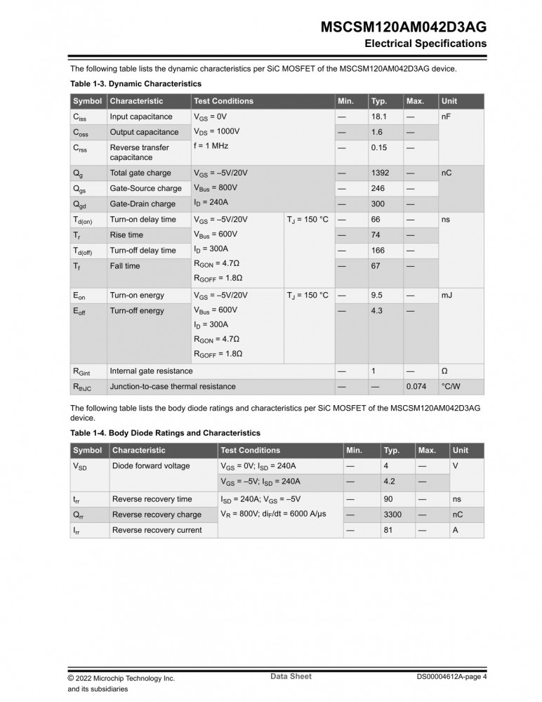 MSCSM120AM042D3AG technical document page 4