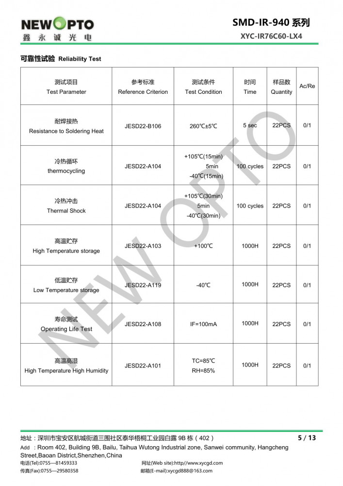 XYC-IR76C60-LX4 specification page 5