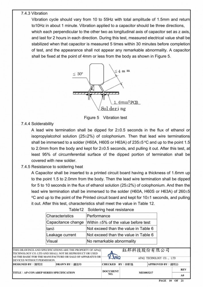 APAQ AREP specification page 10