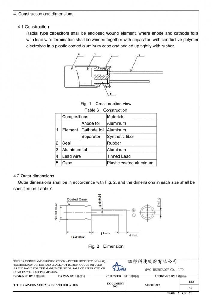 APAQ AREP specification page 5