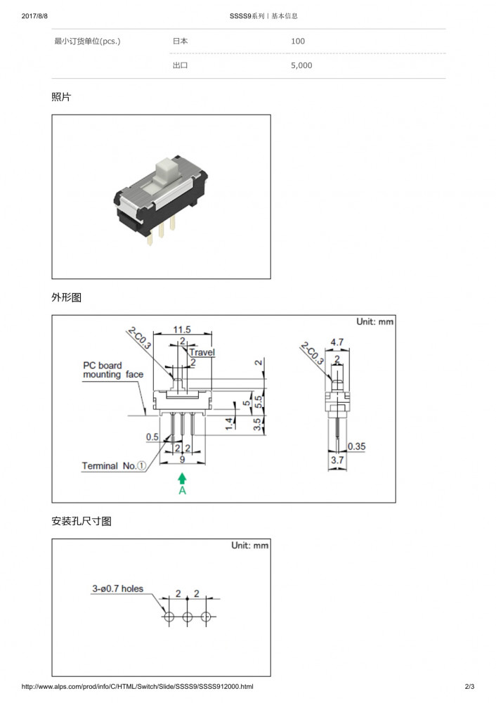 SSSS912000 mounting hole dimensions