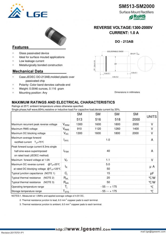 LGE SM516 datasheet page 1
