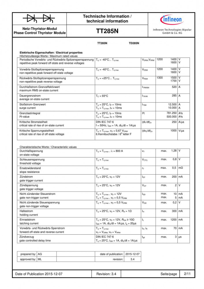TD285N16KOF technical document page 2
