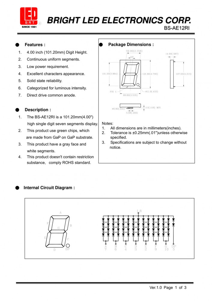 BS-AE12RI datasheet page 1