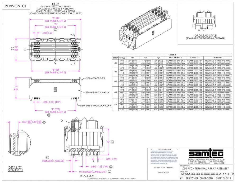 Samtec SEAM drawing page 3