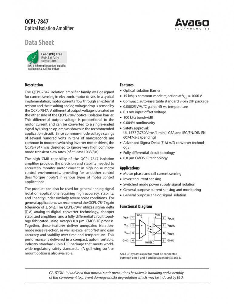 QCPL-7847 datasheet page 1