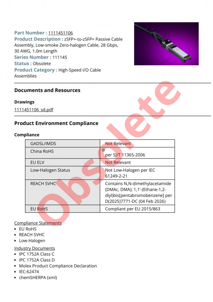 MOLEX 1111451106 drawing page 1