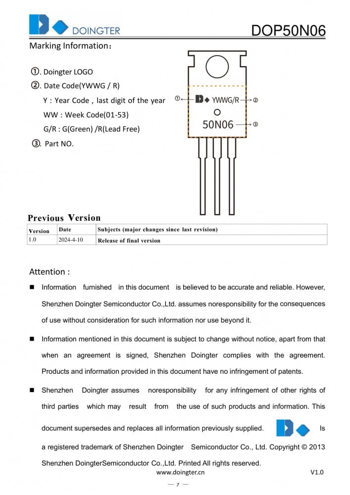 DOP50N06 datasheet page 7
