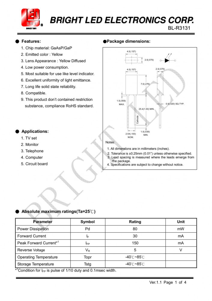 BL-R3131 datasheet page 1
