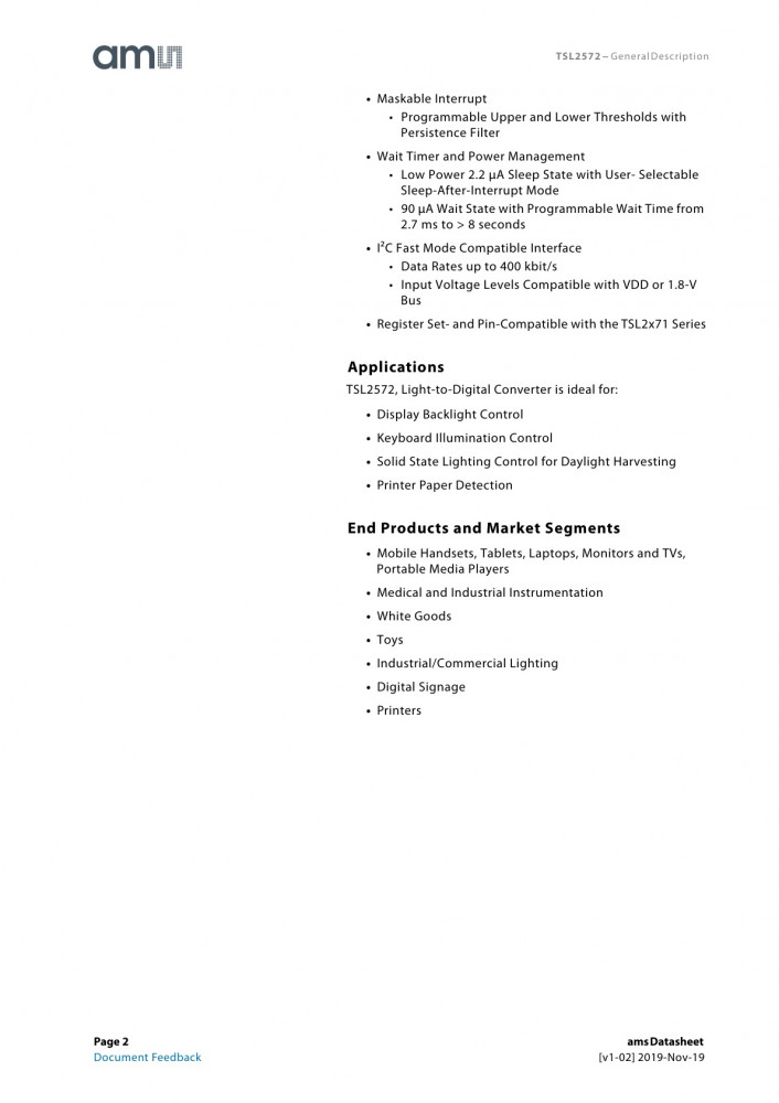 TSL25723FN datasheet page 2