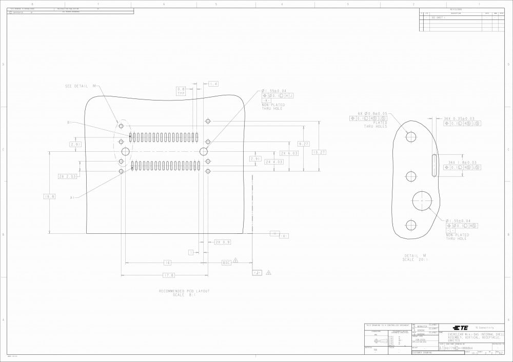 TE Connectivity 1-1888864-2 recommended PCB layout