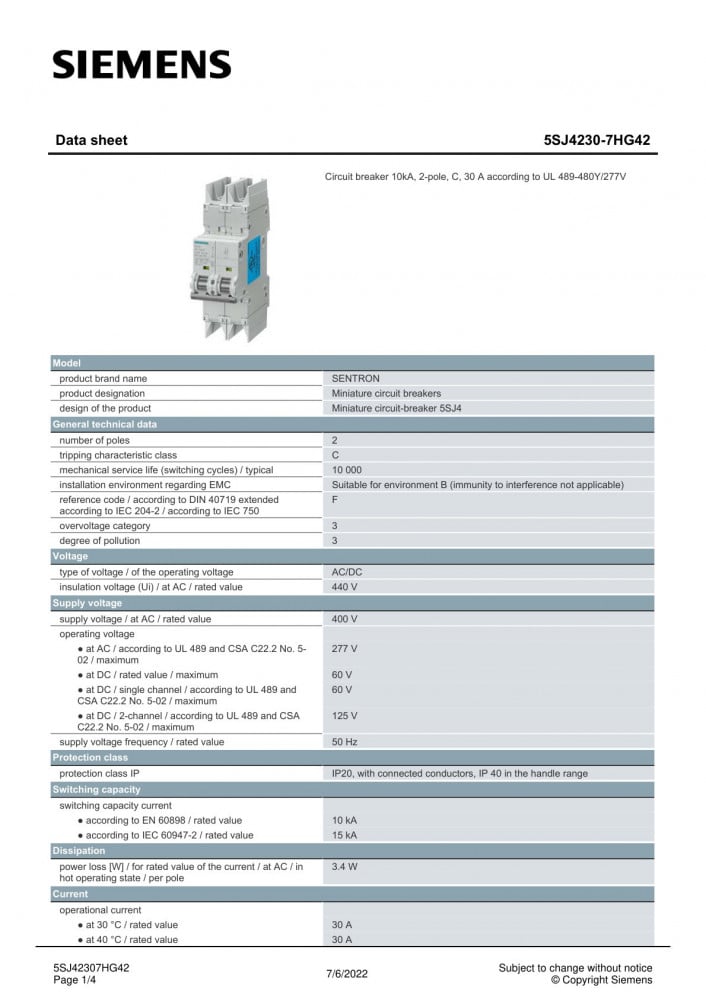 5SJ4230-7HG42 technical document page 1