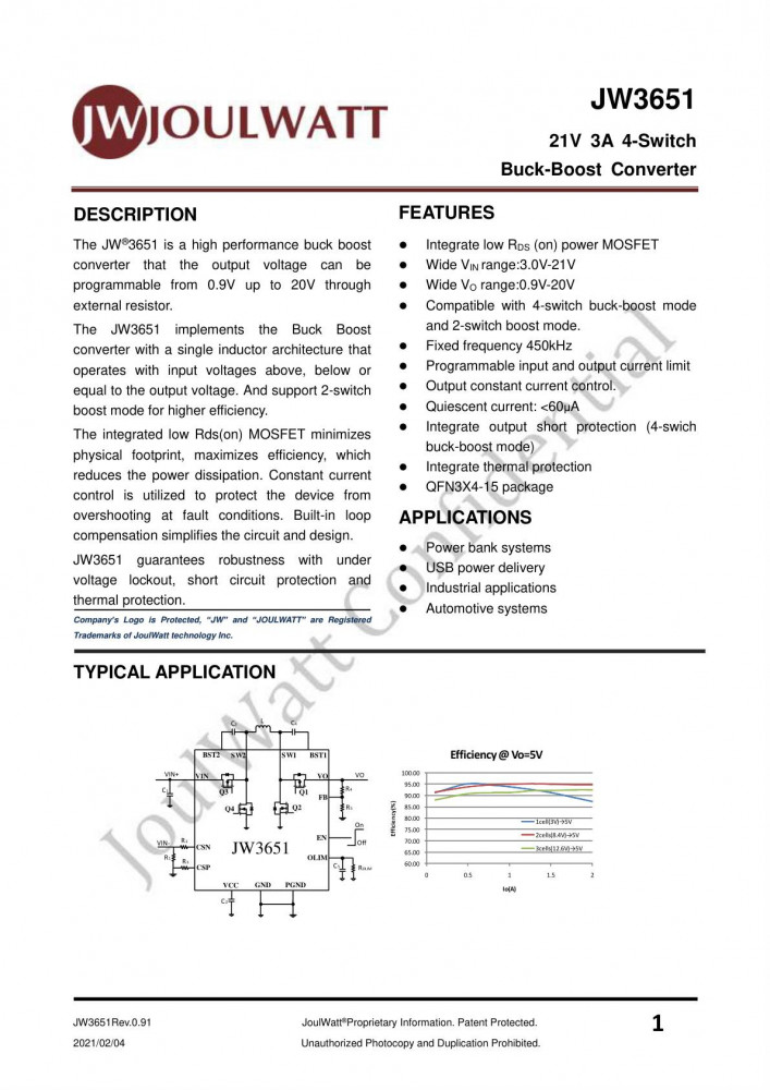 JW3651 datasheet page 1