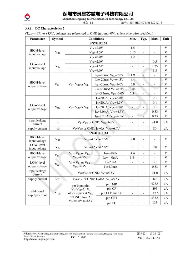 SN74HC161N(LX) datasheet page 9
