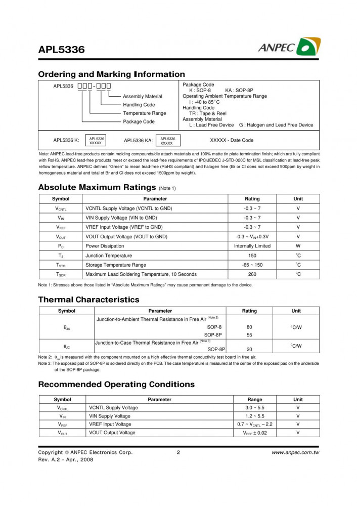 APL5336 datasheet page 2