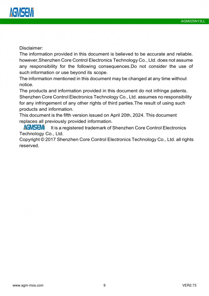 AGM025N13LL datasheet page 9