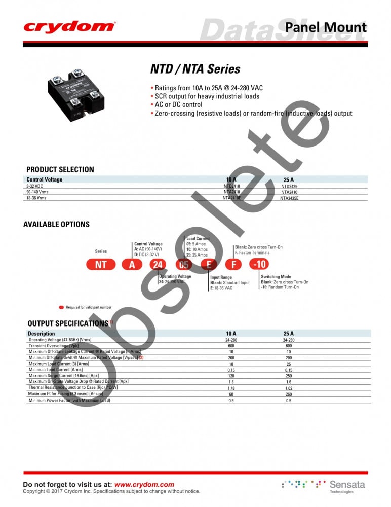 Sensata NTD2410 datasheet page 1