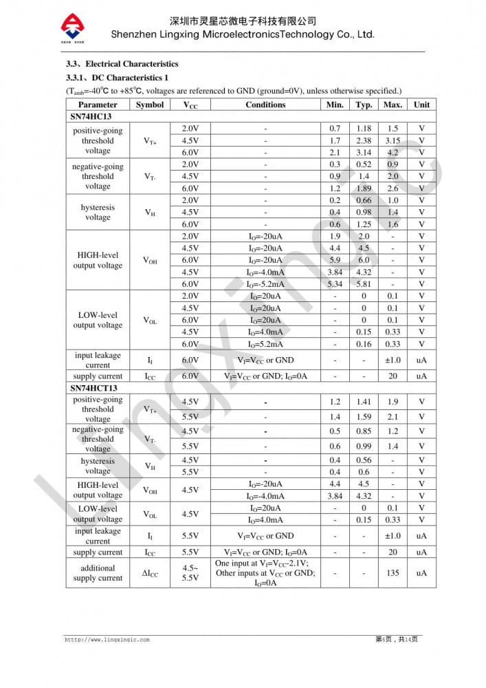 SN74HC13DR(LX) datasheet page 6