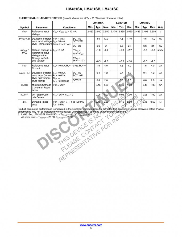 LM431SA datasheet preview, page 3