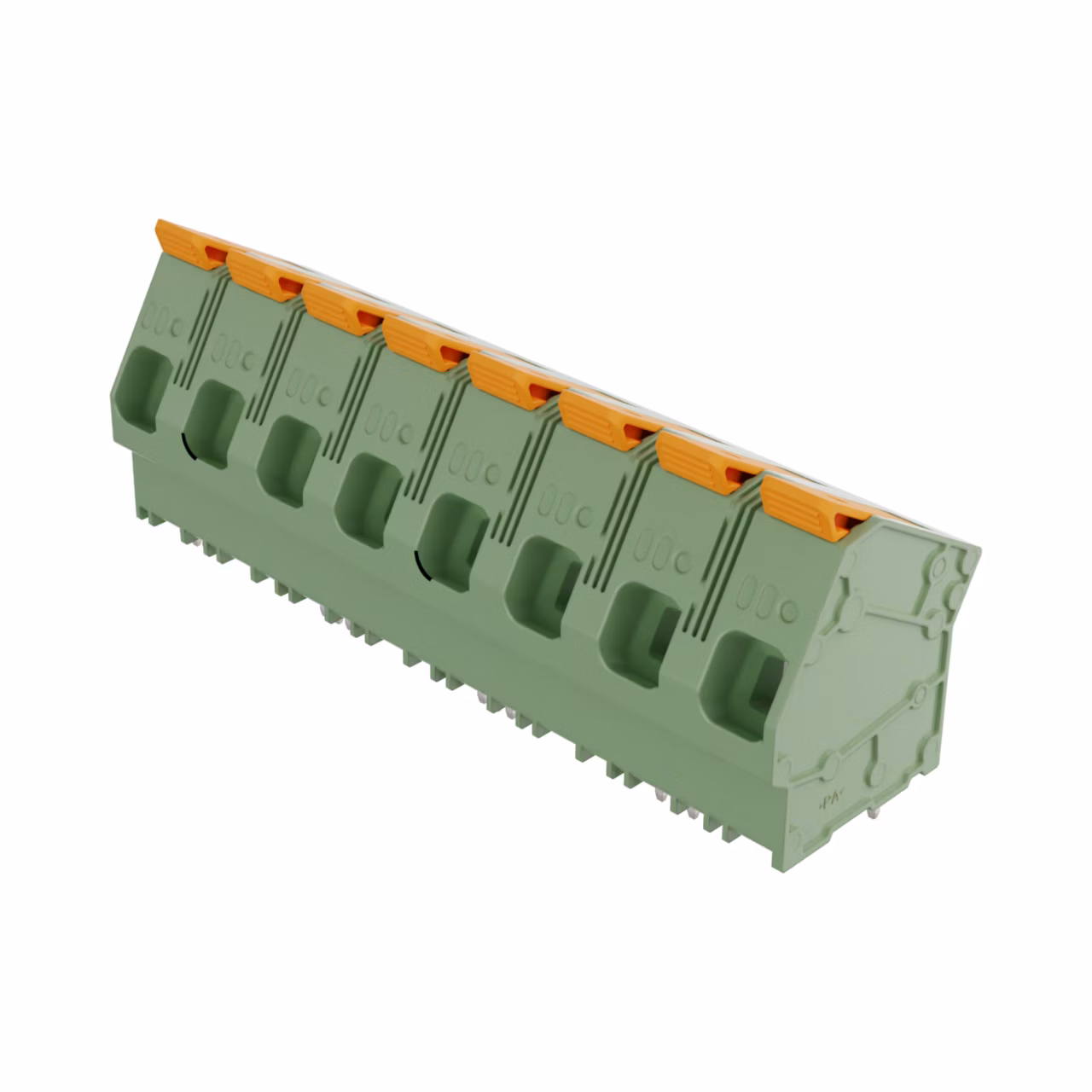 15.00mm Pitch Lever Activated Fixed Mount PCB Terminal Block, 35° Wire Entry, Left Front Terminal, 8 Circuits for sale