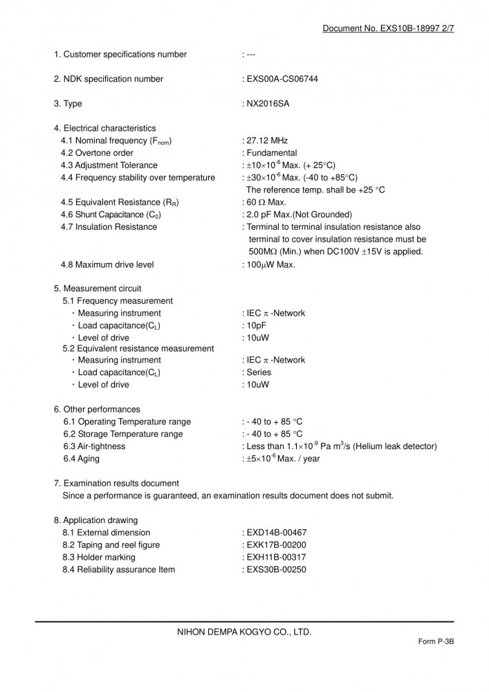 NDK NX2016SA specification page 2