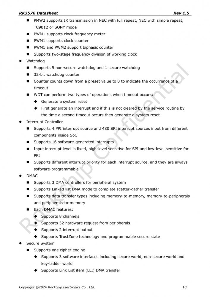 RK3576 datasheet page 10