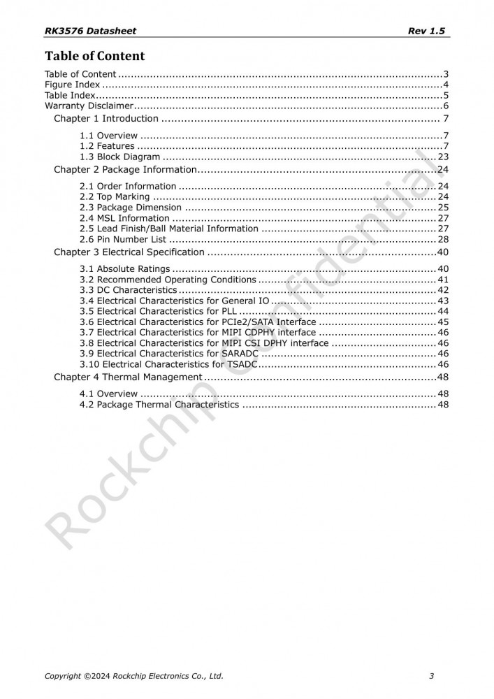 RK3576 datasheet page 3