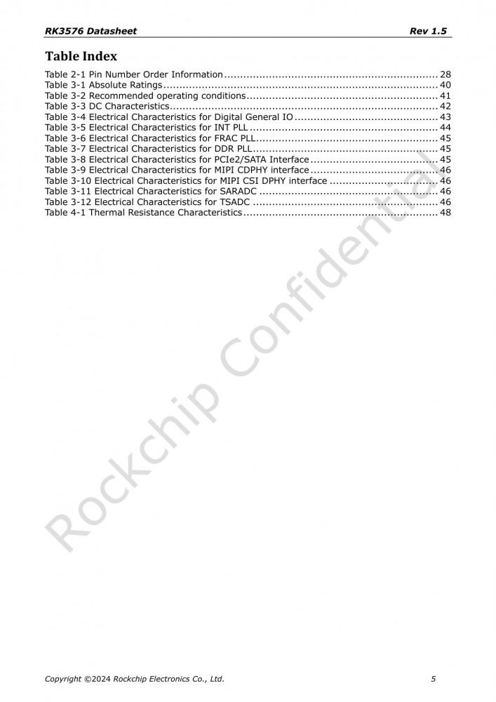 RK3576 datasheet page 5