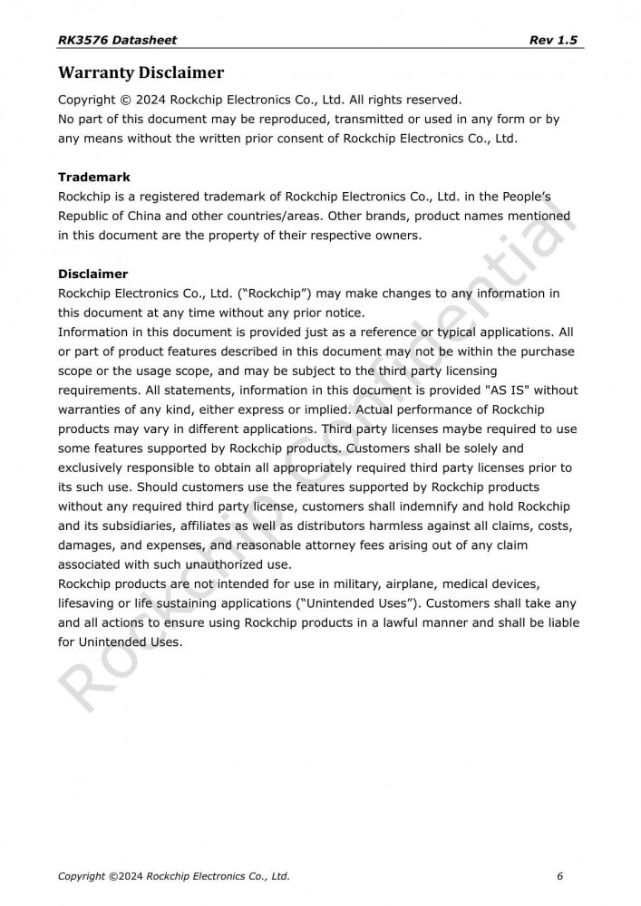 RK3576 datasheet page 6