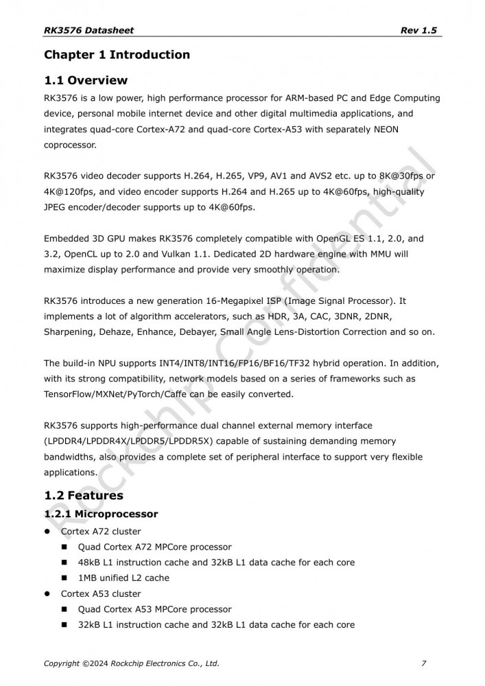 RK3576 datasheet page 7