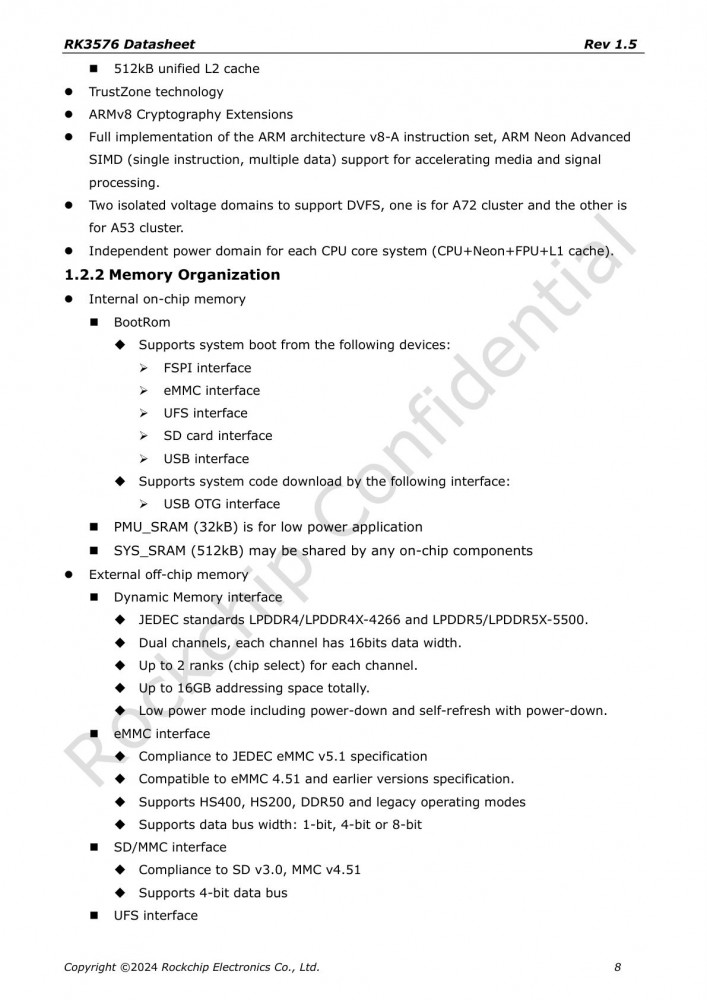 RK3576 datasheet page 8