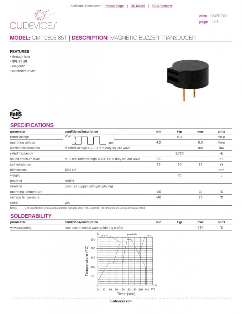 CMT-9605-85T datasheet page 1