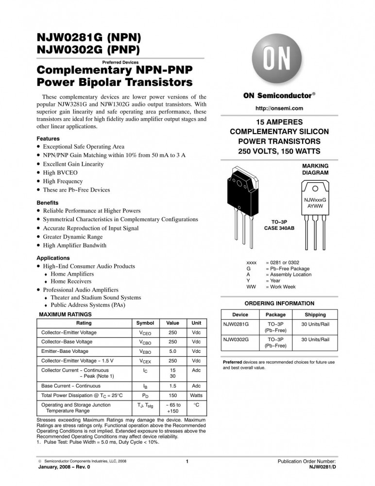 NJW0281G datasheet page 1