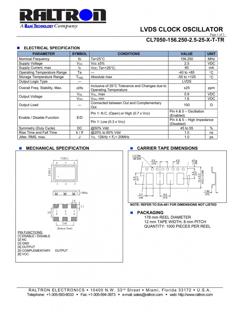 CL7050 technical document page 1