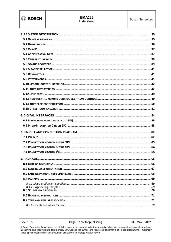 BMA222 datasheet page 5
