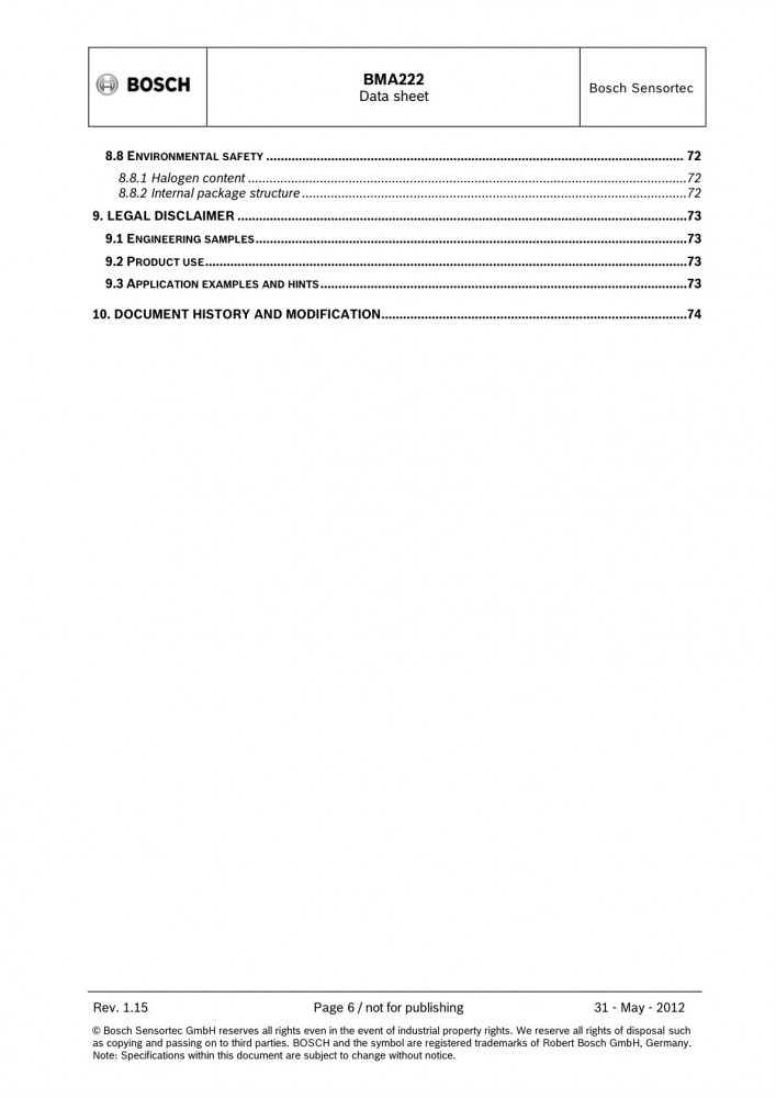 BMA222 datasheet page 6