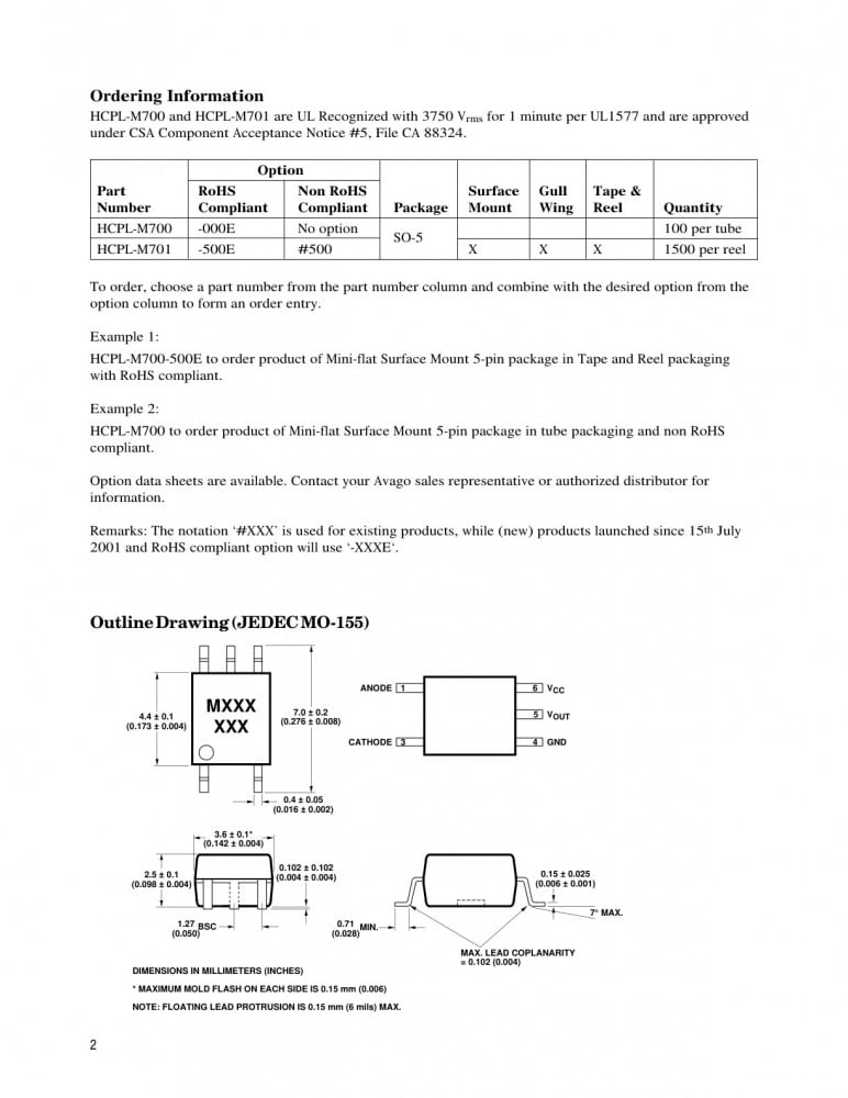 HCPL-M701-000E datasheet page 2