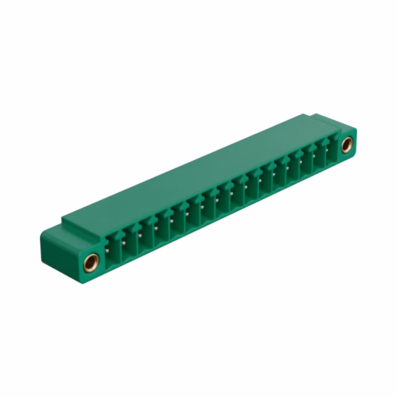 3.50mm Pitch Eurostyle Right-Angle PCB Header, with Threaded Retention Inserts, Green Housing, 16 Circuits for sale
