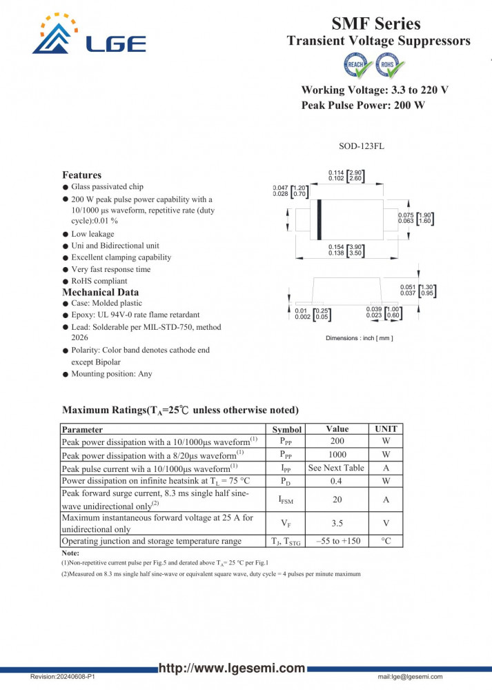 LGE SMF5.0CA datasheet page 1