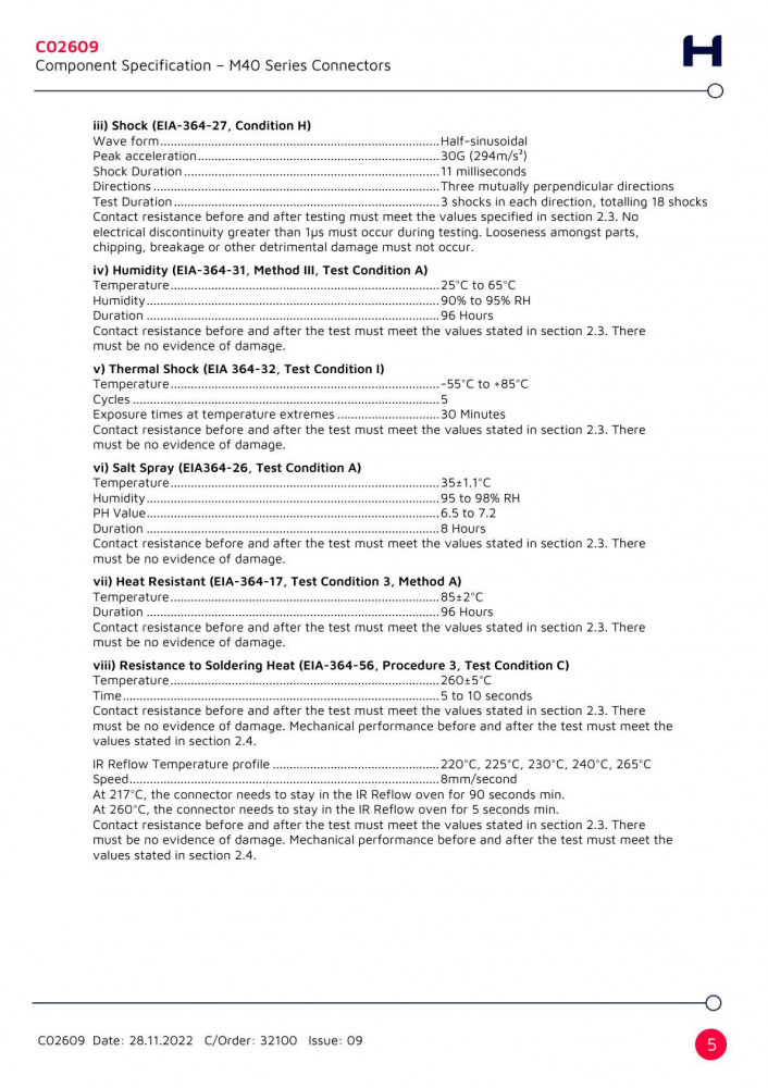 Harwin M40 Series specification page 5