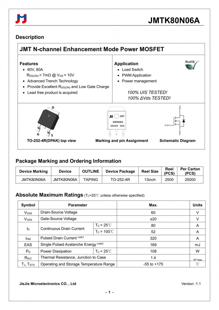 JMTK80N06A datasheet page 1