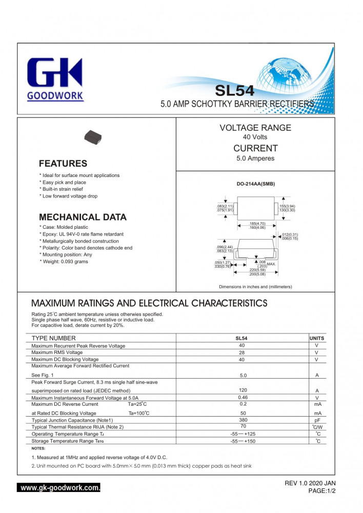 GOODWORK SL54-SMB datasheet page 1