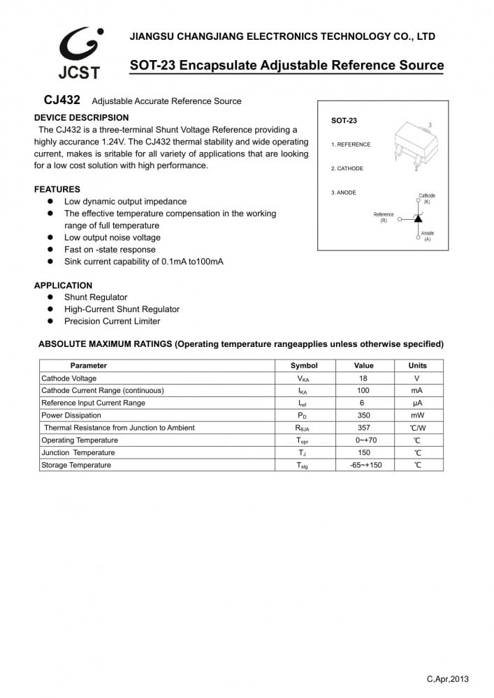 CJ432 datasheet page 1