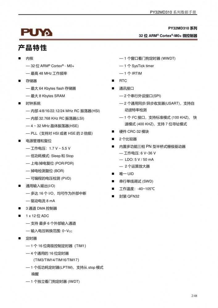 PY32MD310 datasheet page 2