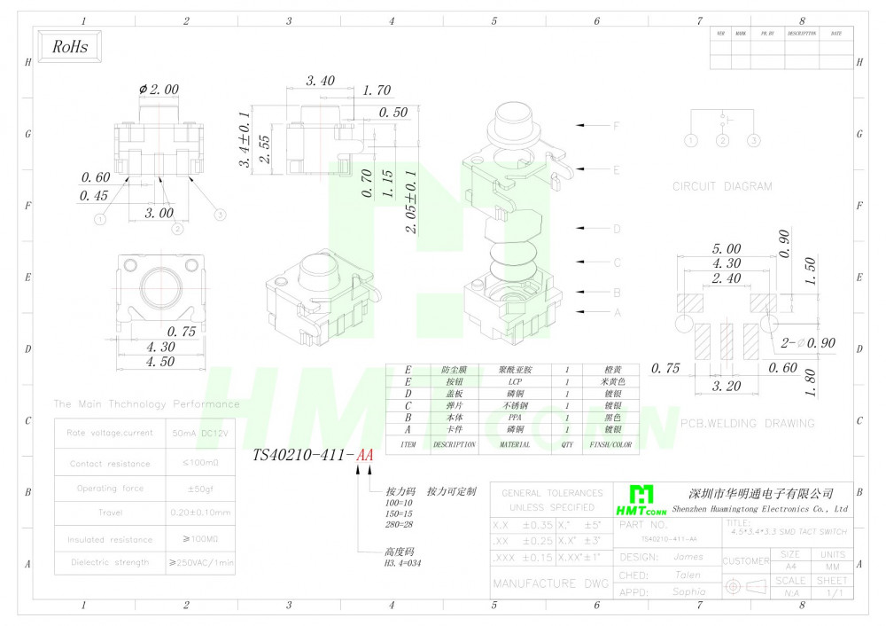 HMTCONN TS40210-411-03528 technical drawing
