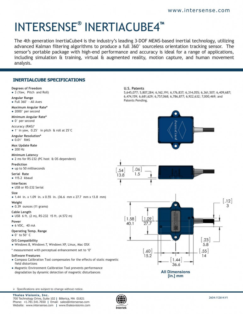 InertiaCube4 technical document image, page 2