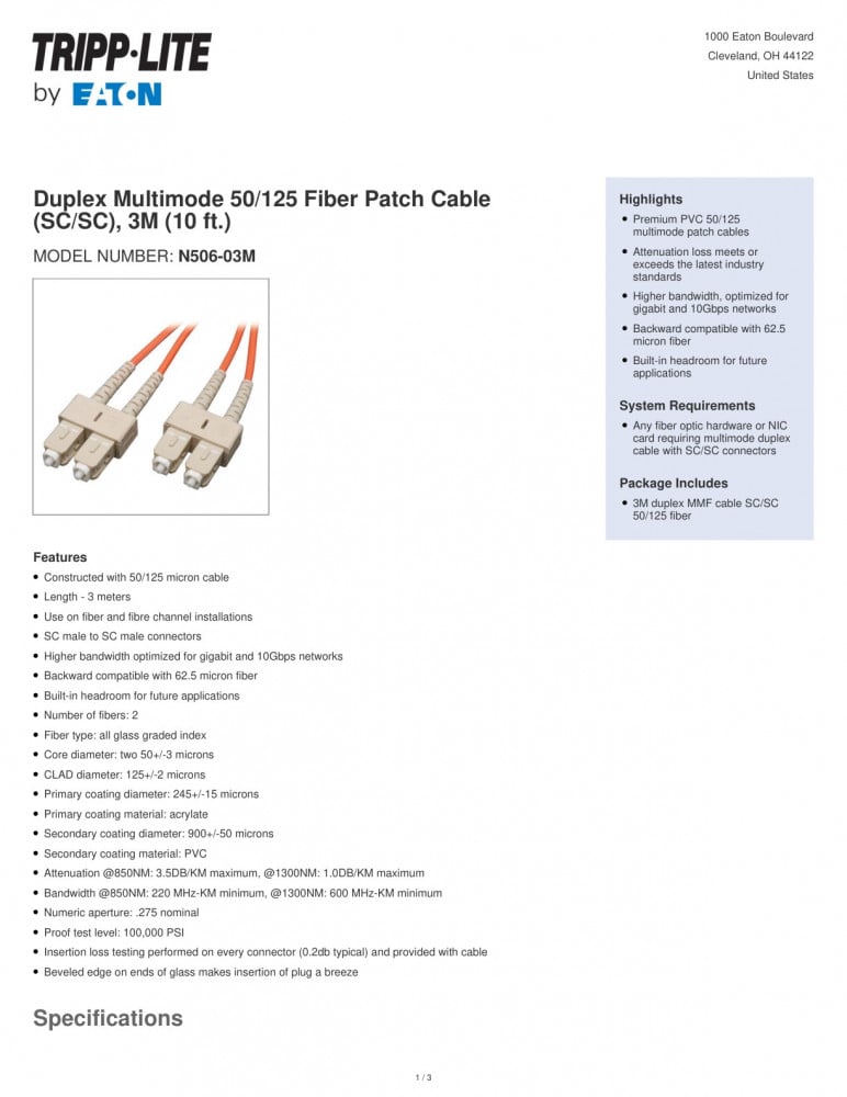 N506-03M technical document page 1
